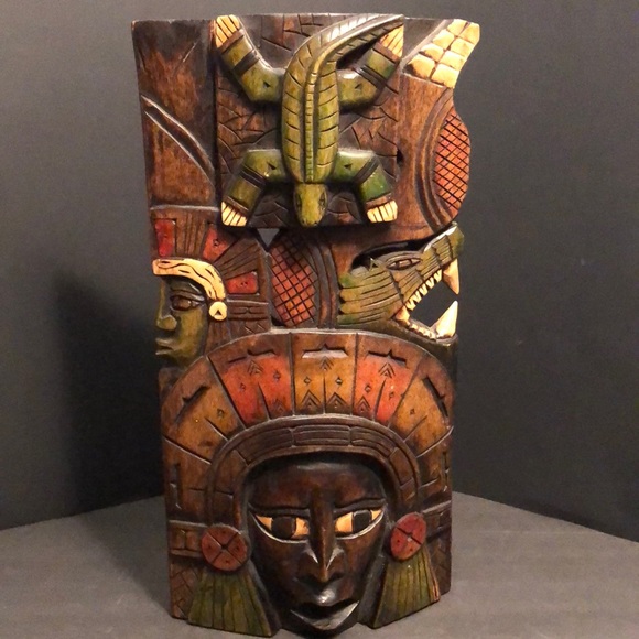 Hand Crafted | Accents | Vintage Hand Carved Wood Mayan Tribal Totem ...